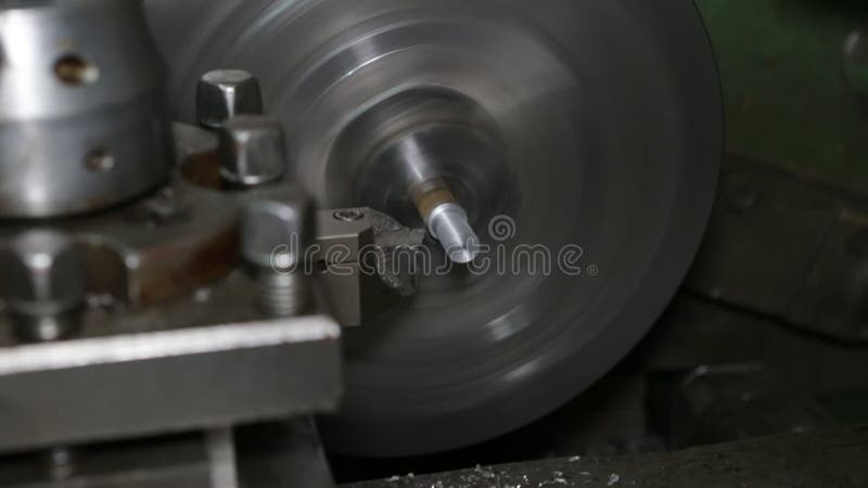 Machine Operator Operates on Old Lathe Machine.Turning Lathe in Action ...