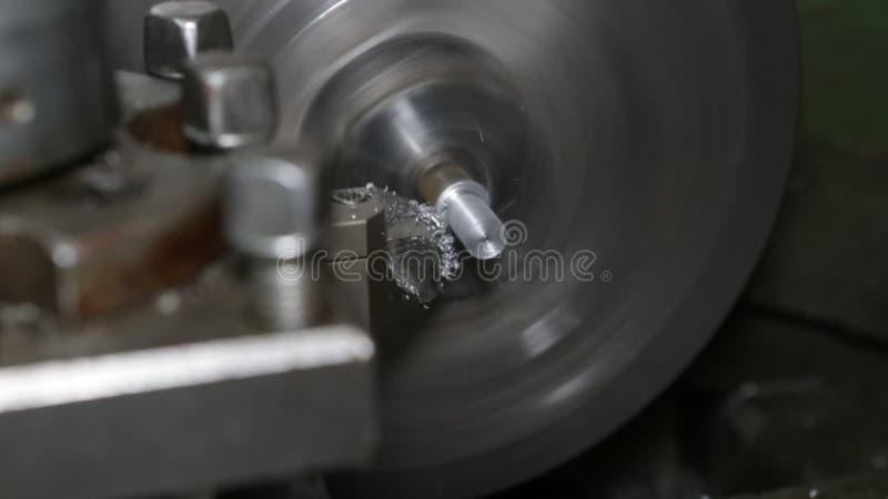 Machine Operator Operates on Old Lathe Machine. Turning Lathe in Action ...