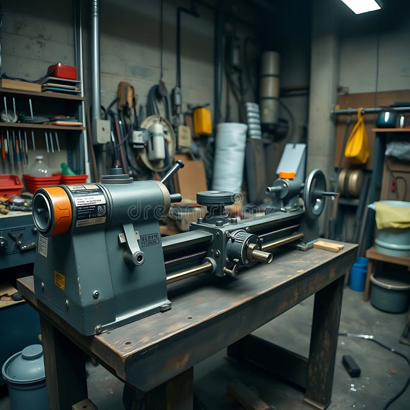 Wide Workshop with Conveyor Belt, Workstations and Machine in ...