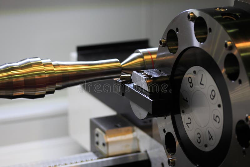CNC Turning Lathe Machine with a Control Panel Stock Image - Image of ...