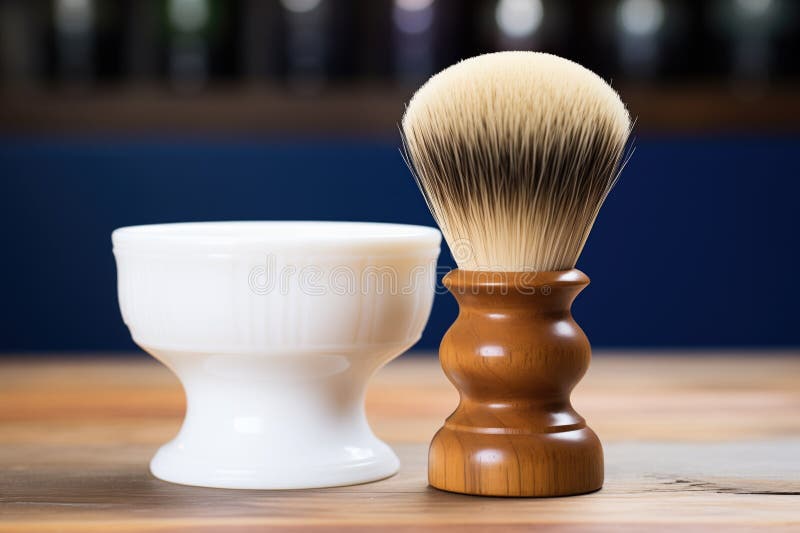 Lathering Soap Brush with Foam Over Classic Shaving Bowl Stock Photo ...