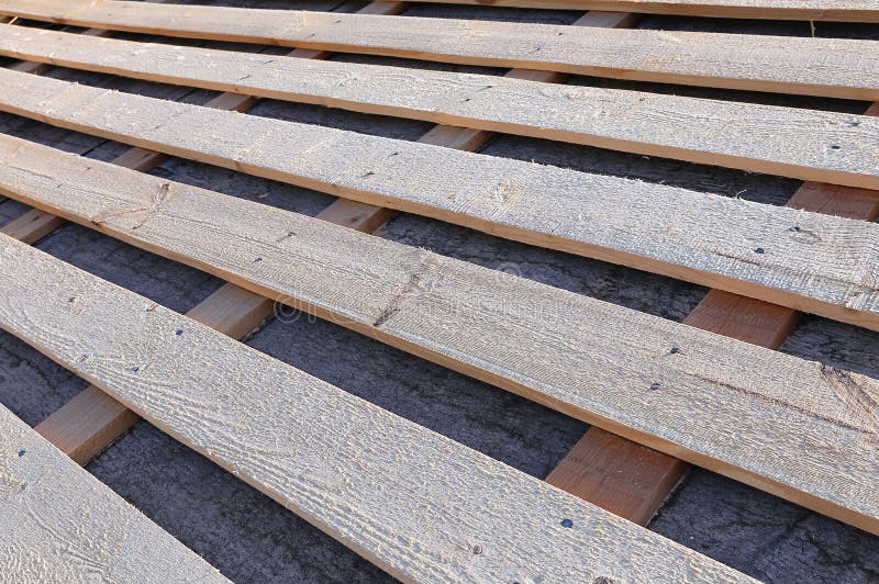 Lathing of roofing system stock photo. Image of unplaned - 49948952