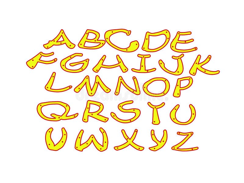 Latin Alphabet for Children. Fun Yellow Illustration with Letters and ...