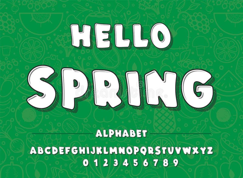 Latin Alphabet Hello Spring, Hand Made, Font for Your Design. Stock ...