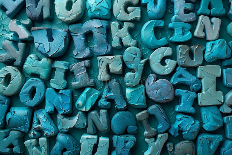 Latin Alphabet Letters on Blue Green Background Literacy, Education ...