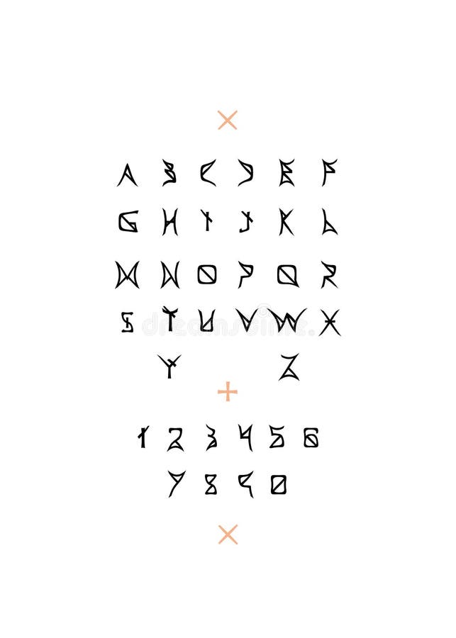 Latin Alphabet with Numbers. Stock Vector - Illustration of geometry ...