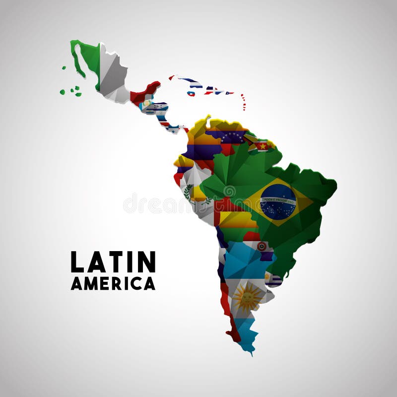 3d map of Latin America stock vector. Illustration of borders - 13549741