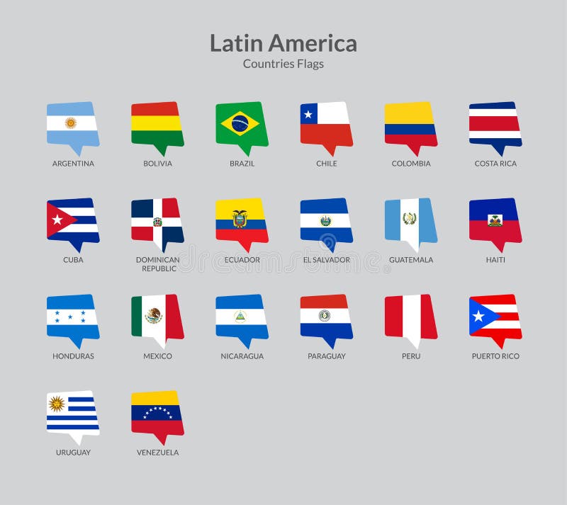 Latin American Countries Flag Icons Collection Stock Vector ...