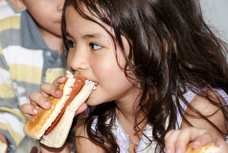 Latin American Girl with Bread Stock Photo - Image of elementary, child ...
