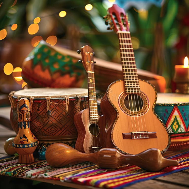 Latin American Musical Instruments and Decorations Stock Photo - Image ...