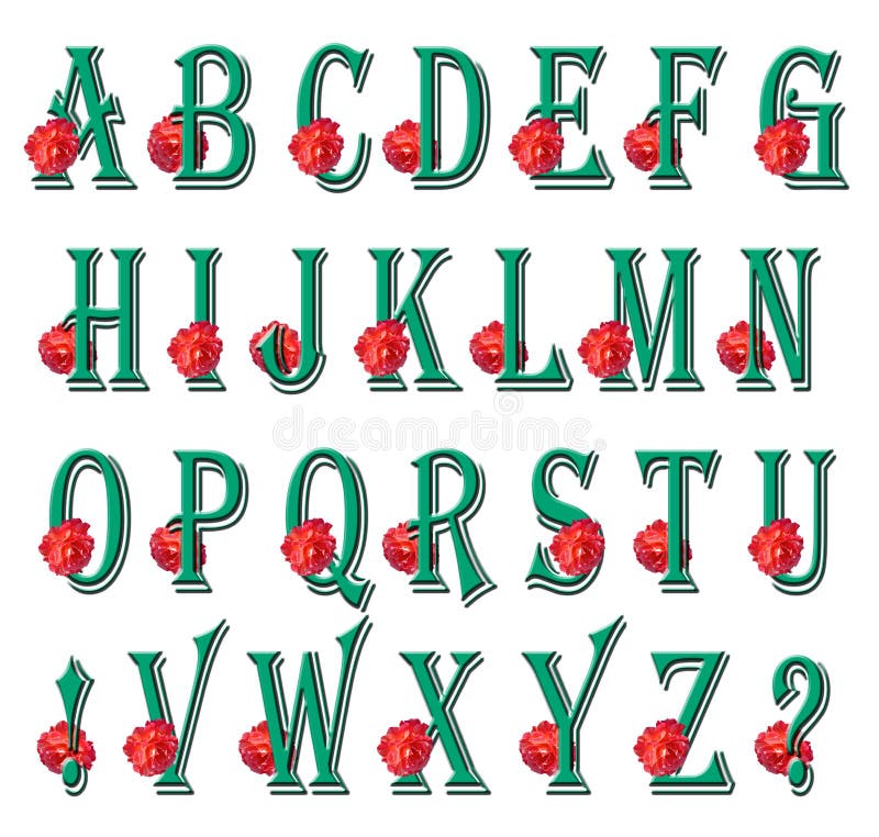 Latin Capital Letters, Exclamation and Question Marks. Green Letters ...