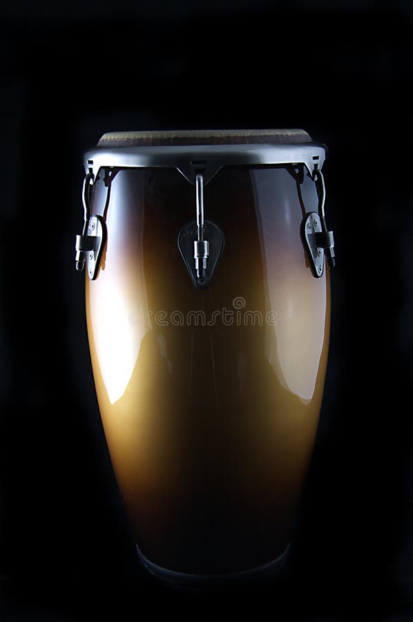 Latin Conga Drum on a Black Bk Stock Photo - Image of vertical ...