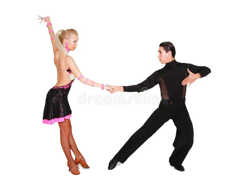 Latin dancers over white stock image. Image of performance - 12180609