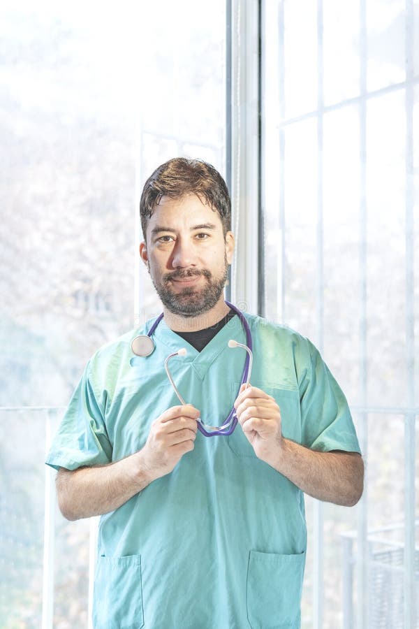 Latin Doctor Posing in His Office Stock Photo - Image of worker ...