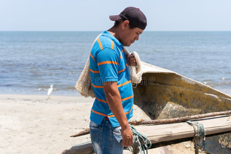 Fisherman Working in the Sea Stock Photo - Image of adult, tourism ...