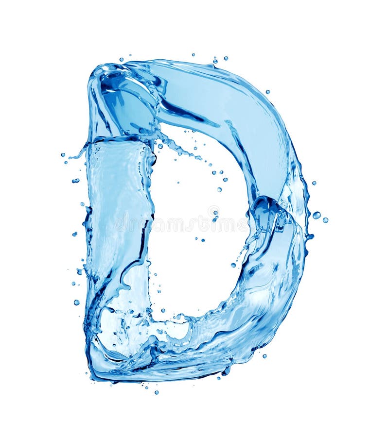 Latin Letter D Made of Water Splashes, Isolated on a White Background ...