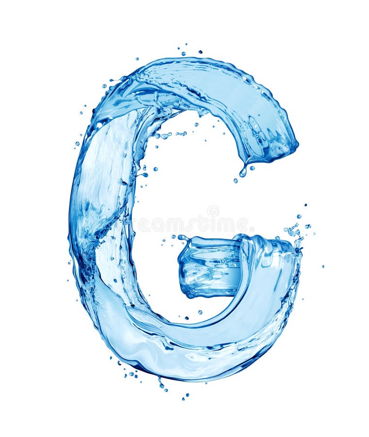 Latin Letter G Made of Water Splashes, Isolated on a White Background ...