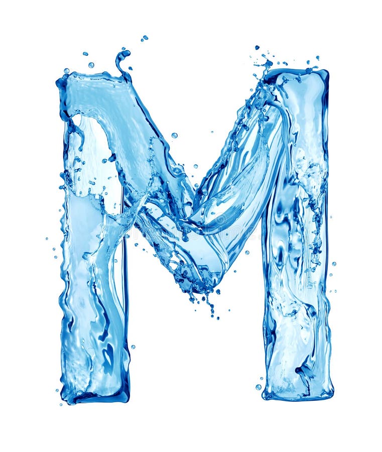 Latin Letter M Made of Water Splashes, Isolated on a White Background ...