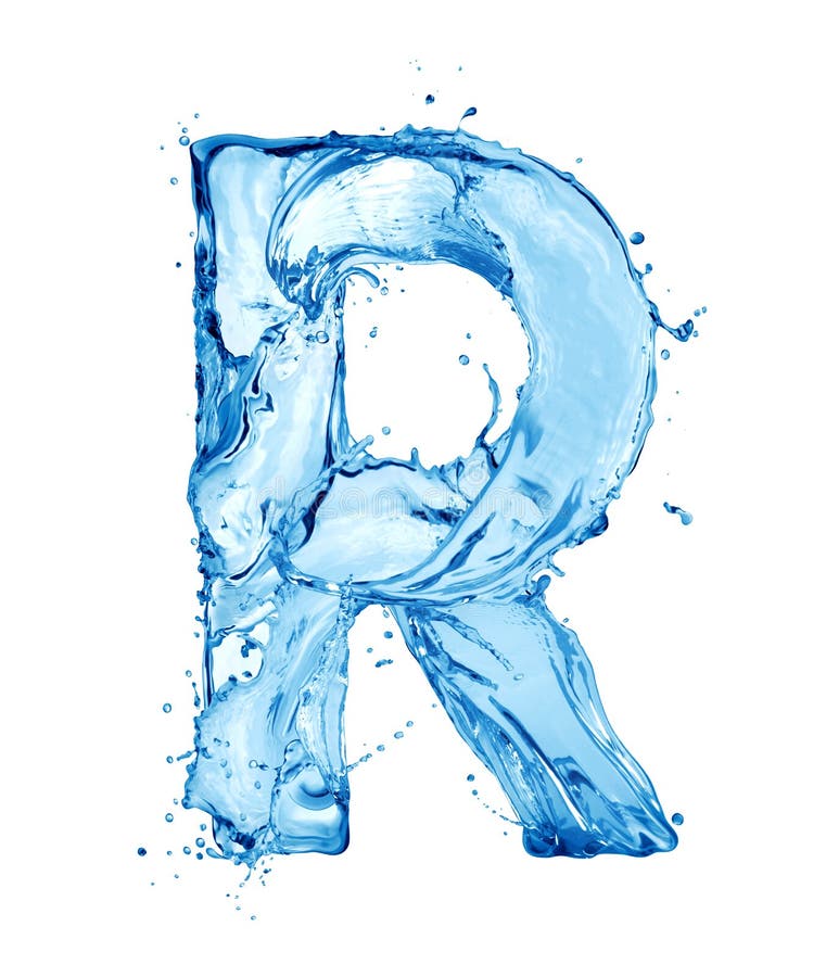 Latin Letter R Made of Water Splashes, Isolated on a White Background ...