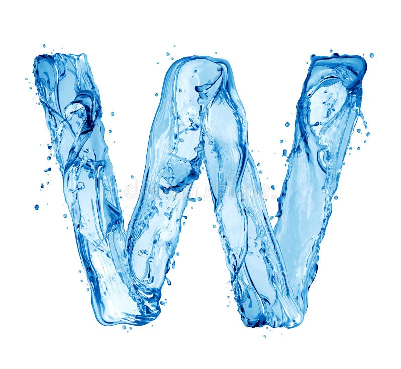 Latin Letter W Made of Water Splashes, Isolated on a White Background ...