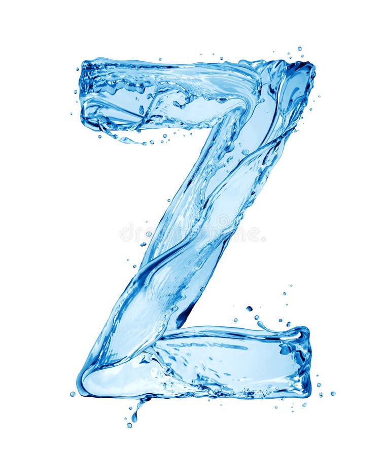 Latin Letter Z Made of Water Splashes, Isolated on a White Background ...