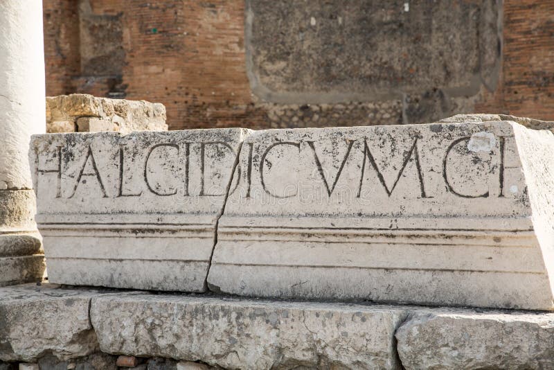 Latin Letters on Stone Wall Stock Photo - Image of italian, site: 34307928