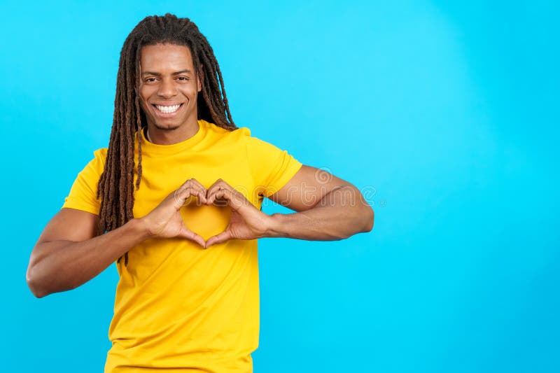 Latin Man Representing a Heart in the Shape with Hands Stock Image ...