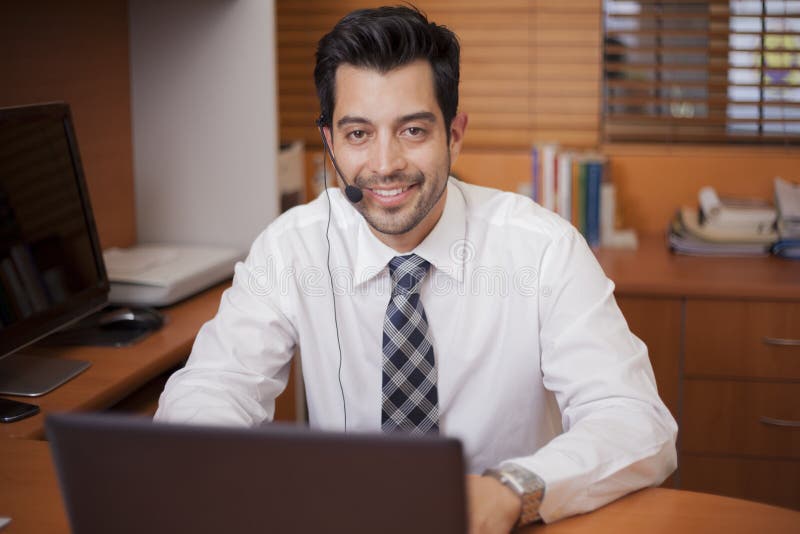 Hispanic Male Customer Service Rep Headset Stock Photos - Free ...