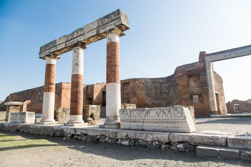Latin Script on Marble by Columns in Pompeii Stock Image - Image of ...