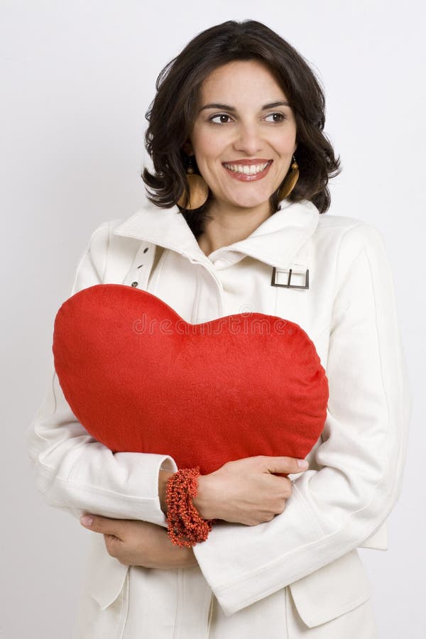 Latin woman with red heart stock photo. Image of happiness - 28967708