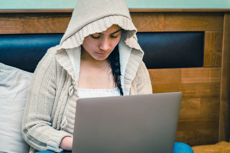Latin Young Woman Working from Home, Teleworking Stock Image - Image of ...