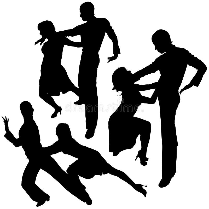 Latino Dance Silhouettes stock vector. Illustration of pose - 8782255