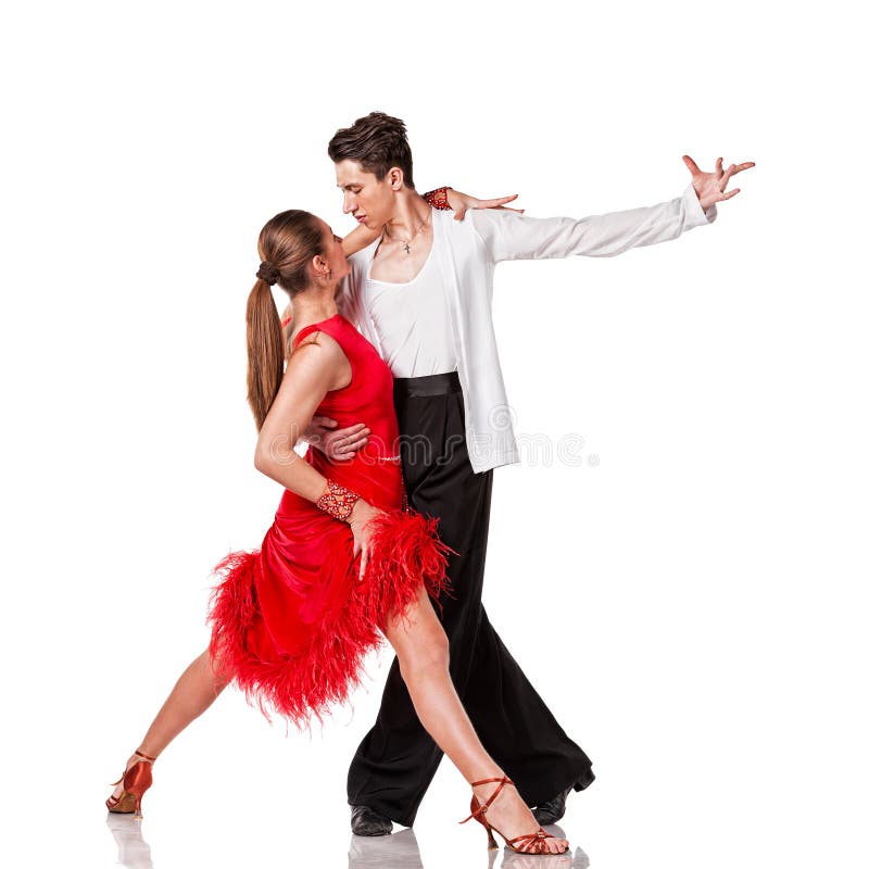 Sensual Salsa Dancing Couple on White Background Stock Photo - Image of ...