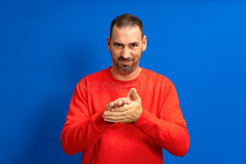 Evil Plan Sardonic Man Sarcastic Expression Silly Stock Image - Image ...