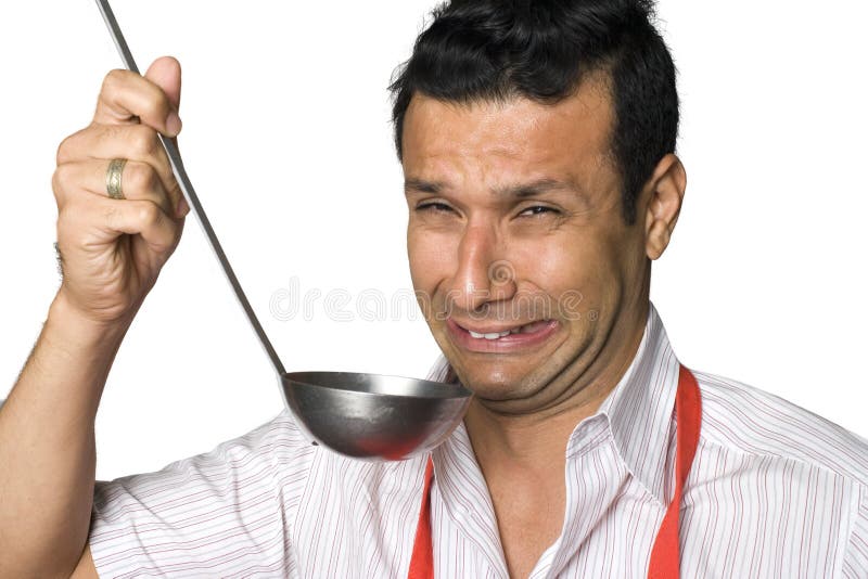 Latino Man Tastes Awful Food Stock Photo - Image of hispanic, alone ...