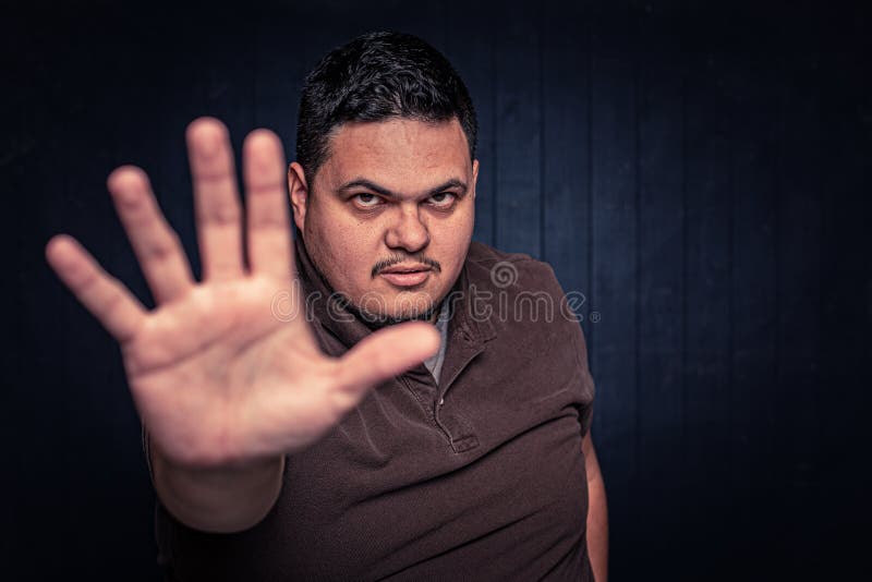 Latino Man Gesturing Stop with His Hand Stock Image - Image of ...