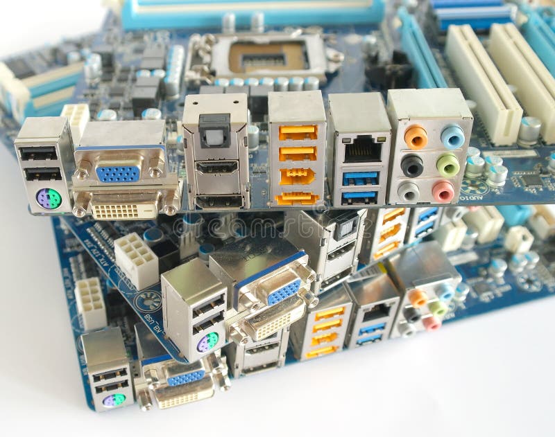 Lato Posteriore Dei Consigli Principali Del Computer Immagine Stock ...