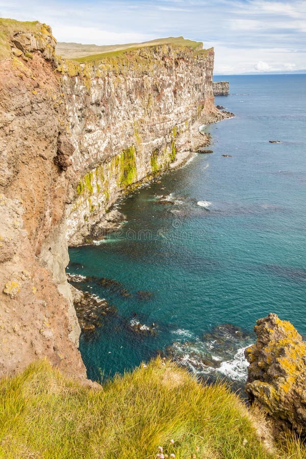 Latrabjarg Cliffs - Iceland. Stock Image - Image of land, blue: 28208345