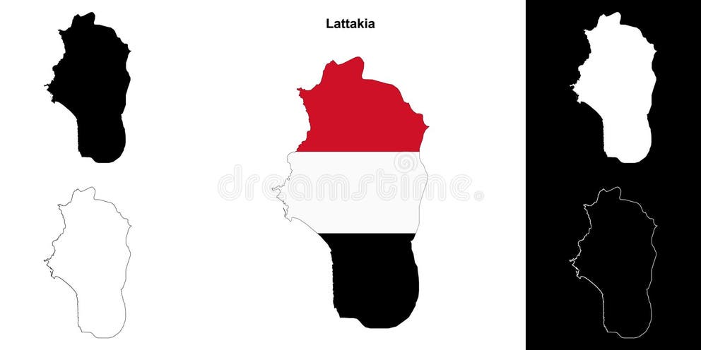 Lattakia outline map stock vector. Illustration of syrian - 356681465