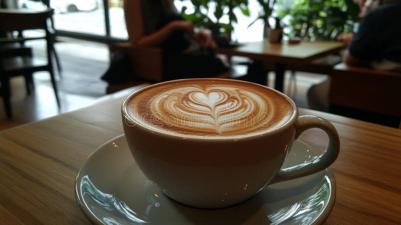 Latte Art in a Coffee Shop Setting Stock Illustration - Illustration of ...