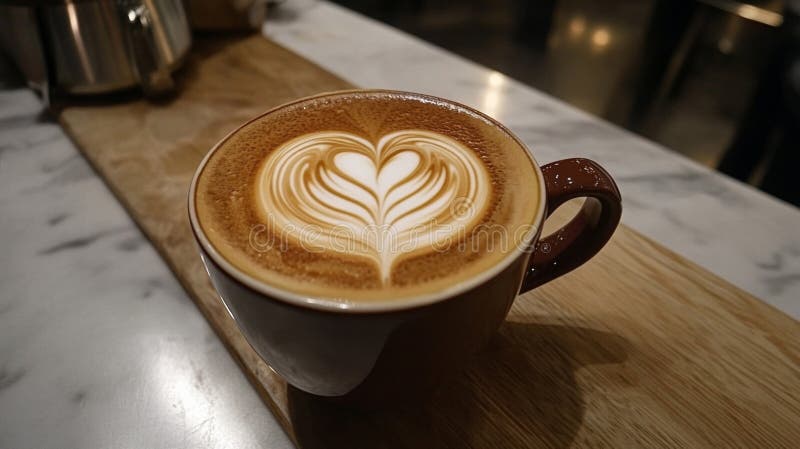 Latte Art Heart Shaped Coffee Drink Stock Illustration - Illustration ...