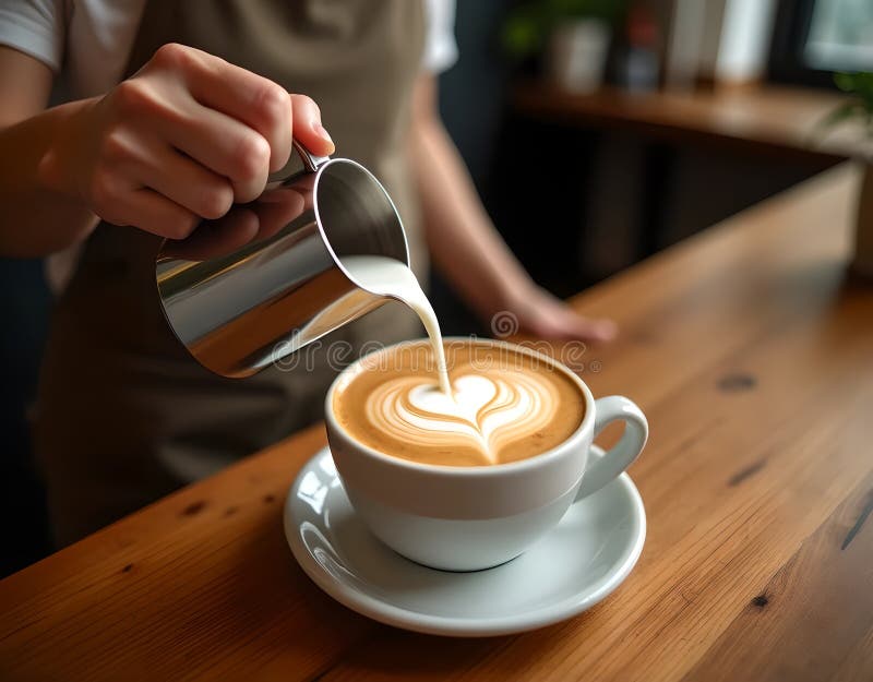 Latte Art Mastery: Crafting Beauty in Every Sip of Coffee Stock ...