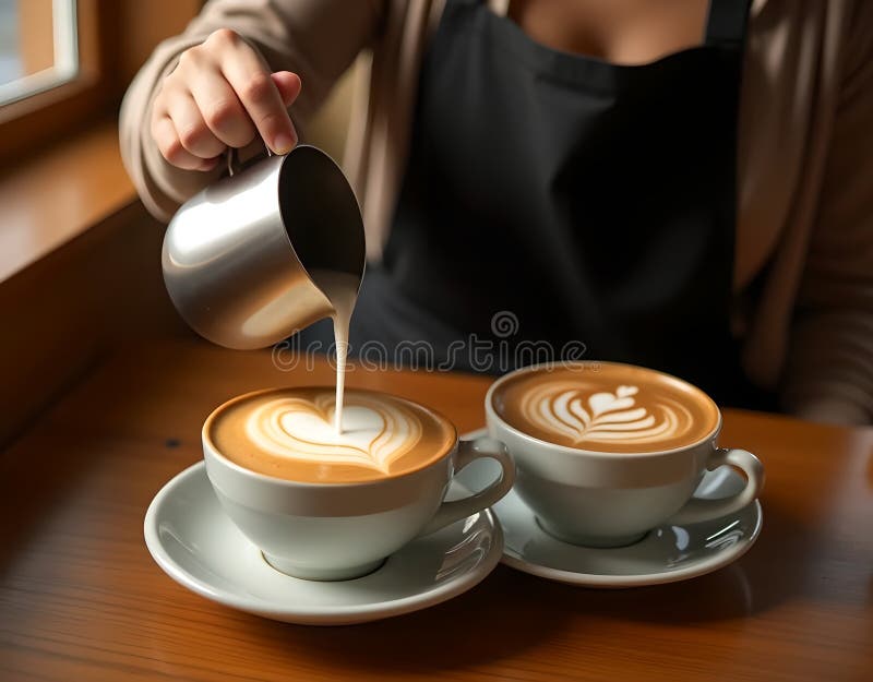 Latte Art Mastery: Crafting Beauty in Every Sip of Coffee Stock ...