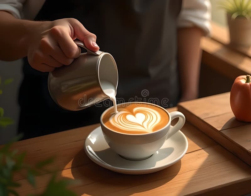 Latte Art Mastery: Crafting Beauty in Every Sip of Coffee Stock ...
