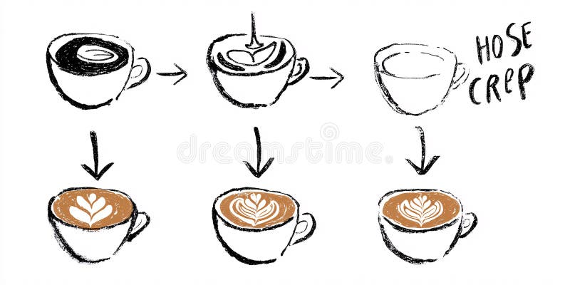Coffee Art Tutorial Stock Illustrations – 214 Coffee Art Tutorial Stock ...