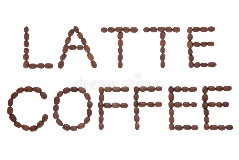 Latte Word Written With Wooden Letters On Coffee Beans Heap Stock Photo ...