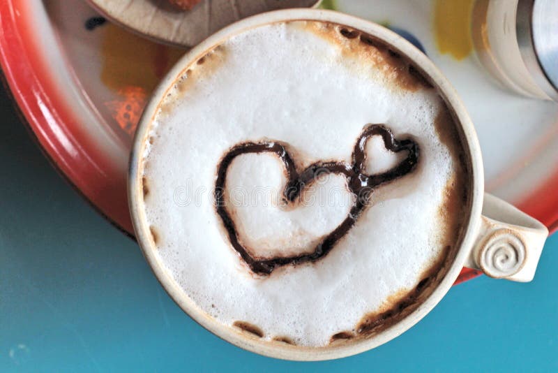 Latte Coffee with Heart Shape Stock Image - Image of breakfast, style ...