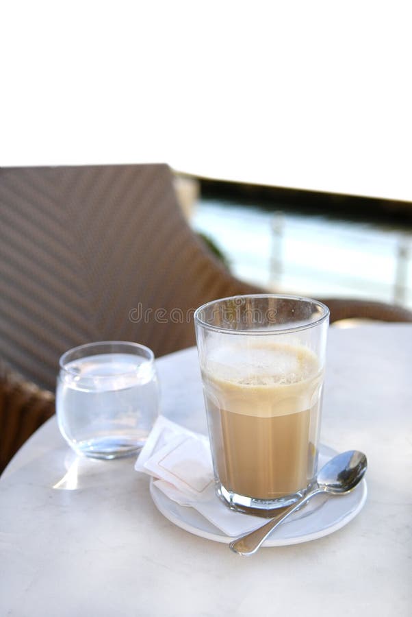 Latte in a cup stock photo. Image of glass, store, life - 13250392