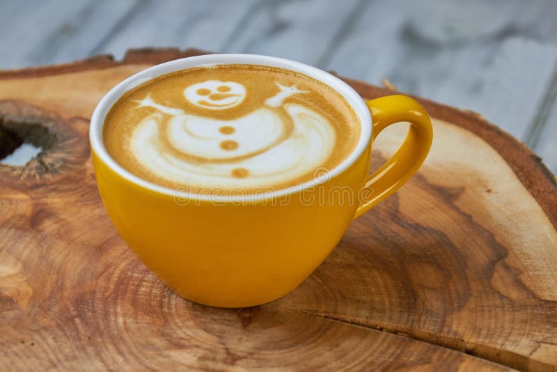 Coffee Cup With Snowman Art. Stock Image - Image of picture, delicious ...
