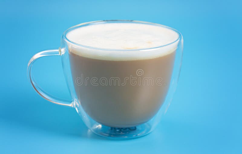 Latte in a Double Walled Tumbler on a Bright Background Stock Image ...